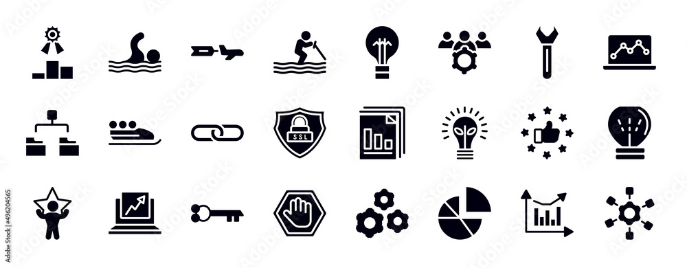 project management filled icons collection. editable vector glyph icons ...