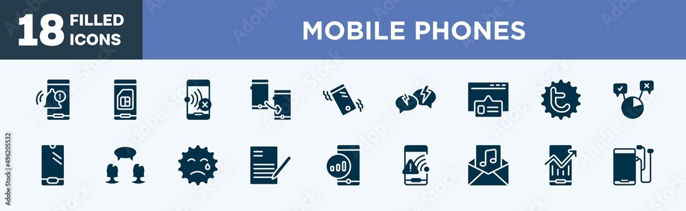 set of mobile phones icons in filled style. mobile phones editable ...
