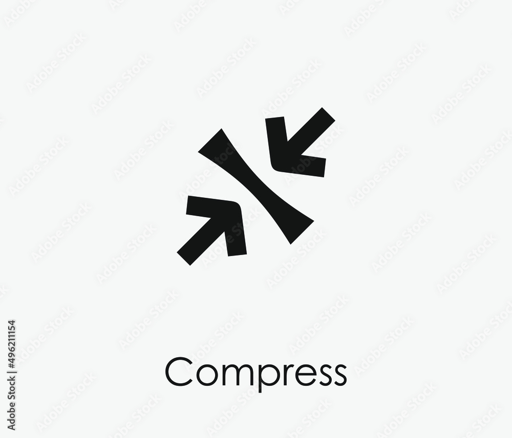 Compress vector icon. Editable stroke. Symbol in Line Art Style for ...