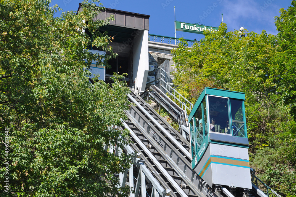 The Old Quebec Funicular links Upper Town to Lower Town is a funicular ...
