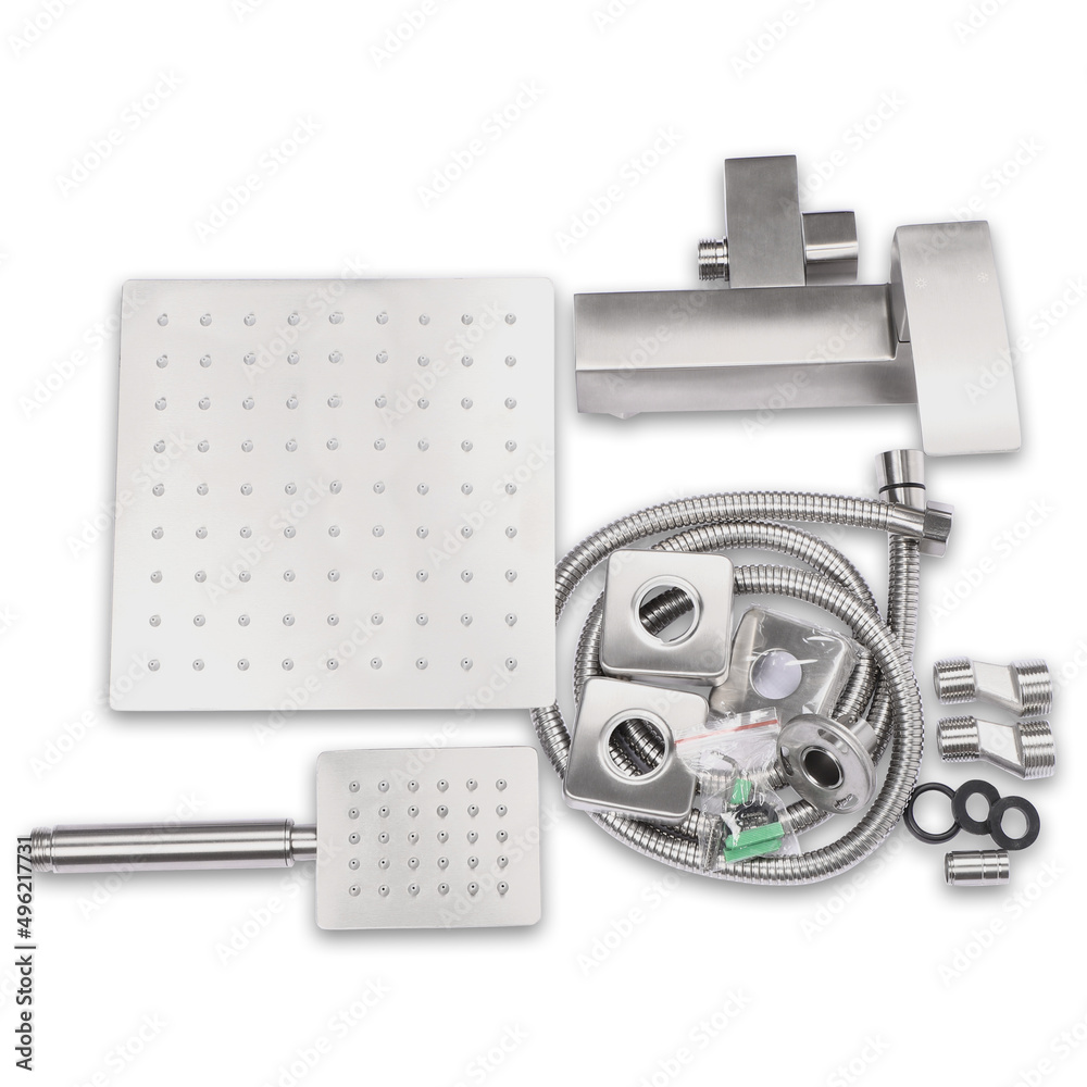 Photo of a shower column on a white background. Bathroom design ...