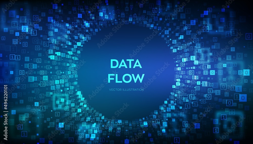 Data Flow Binary Data Flow Tunnel Virtual Tunnel Warp Coding Programming Or Hacking Concept