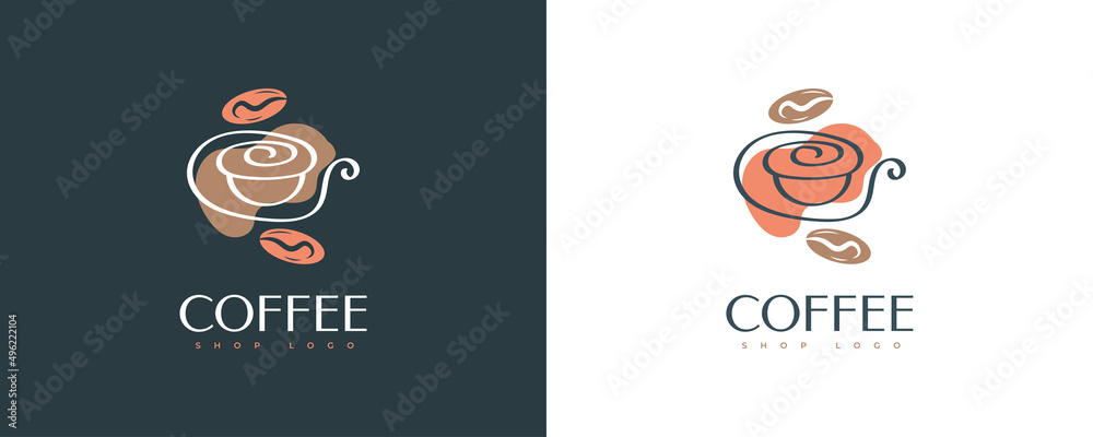 Elegant and Minimalist Coffee Shop Logo Design. Cafe Logo or Brand with ...