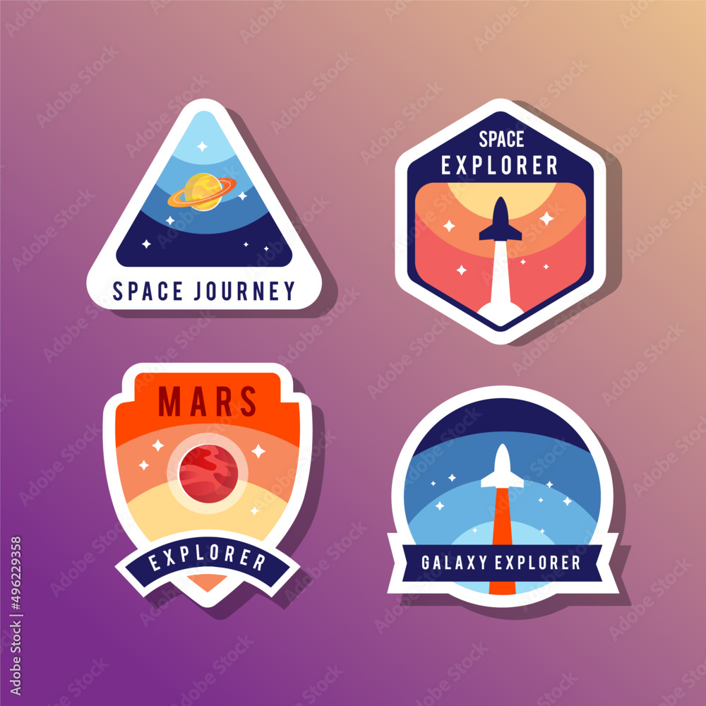 Outer Space Exploration Badges Collection vector arwork Stock Vector ...