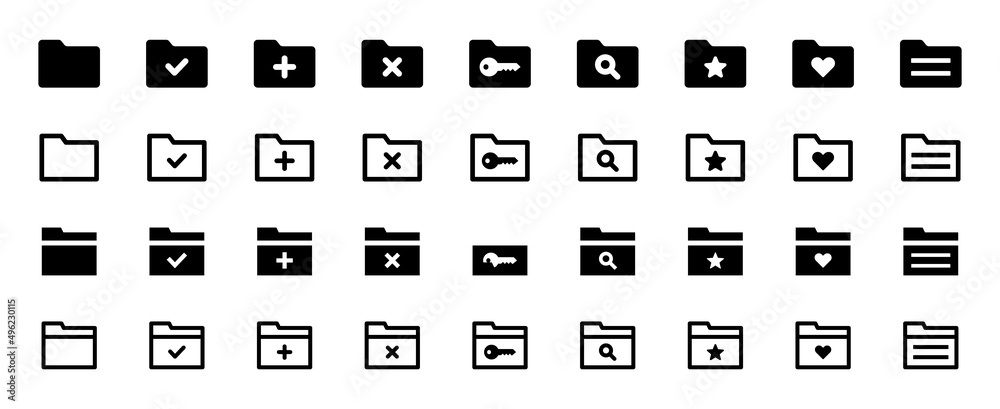 Folder icon set isolated on white background. Computer folder symbol ...
