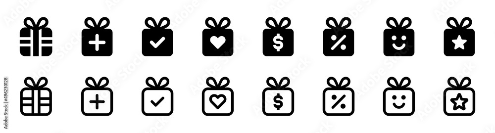 Gift icon set isolated on white background. Christmas gift symbol ...