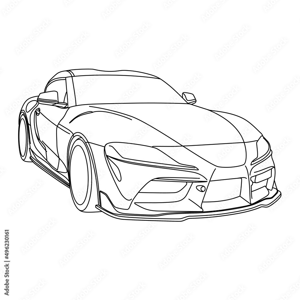 car outline illustration coloring template for kids Stock Vector ...