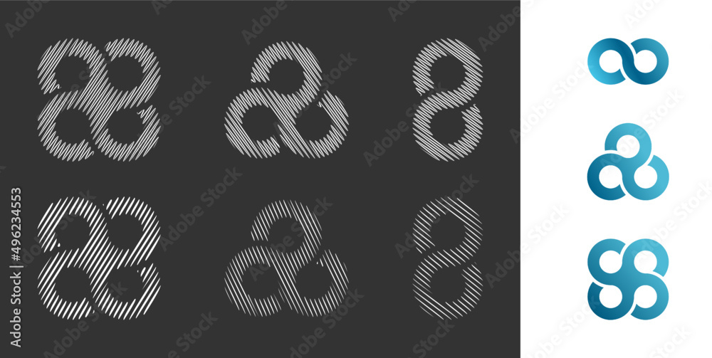 Abstract infinity symbol designs. Modern creative textured designs ...
