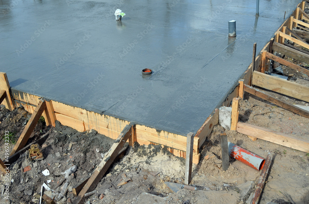 Timber formwork with metal reinforcement for pouring concrete and ...