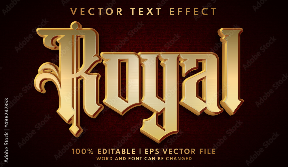 Royal and gold editable text effect Stock Vector | Adobe Stock