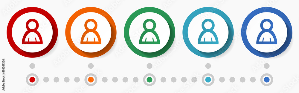 Person, human, man concept vector icon set, flat design colorful ...