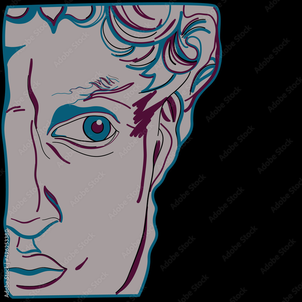 Abstract greek ancient sculpture David. Vector hand drawn illustrations ...