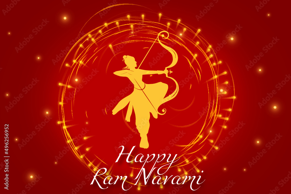 Shree Ram Navami celebration background for religious holiday of India ...