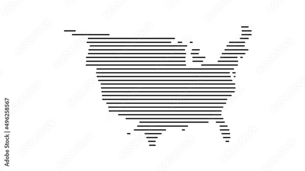 US Map Animation Black White Green Screen | 2D Animated USA Border ...