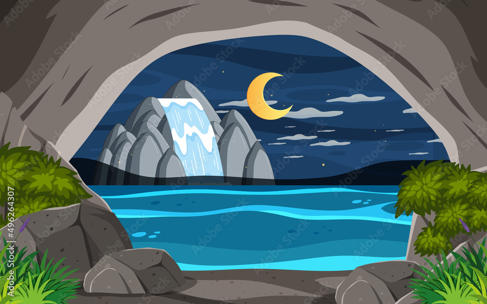 Inside cave landscape in cartoon style Stock Vector | Adobe Stock