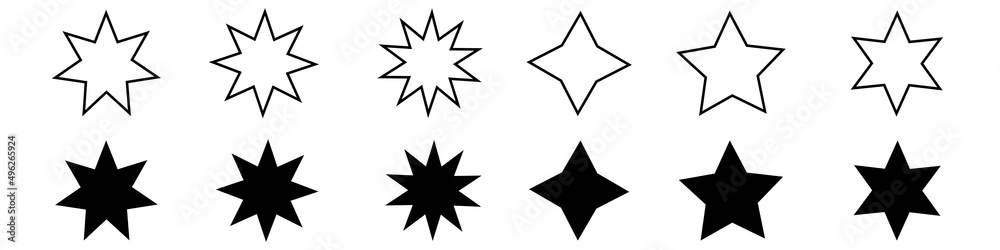 Star minimal vector icons isolated on white background. Rating symbol ...
