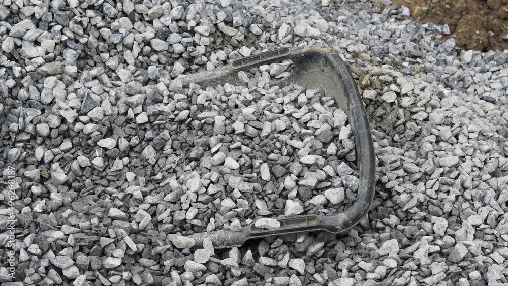 Crushed stone for construction The bucket is placed on top of the ...