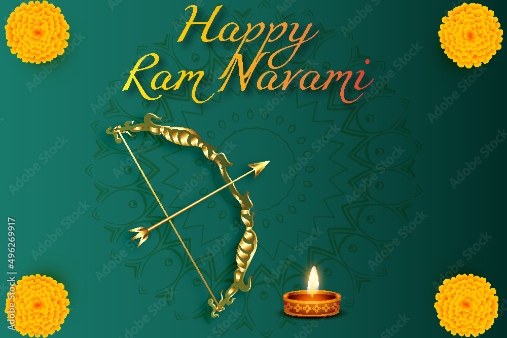 Shree Ram Navami celebration background for religious holiday of India ...