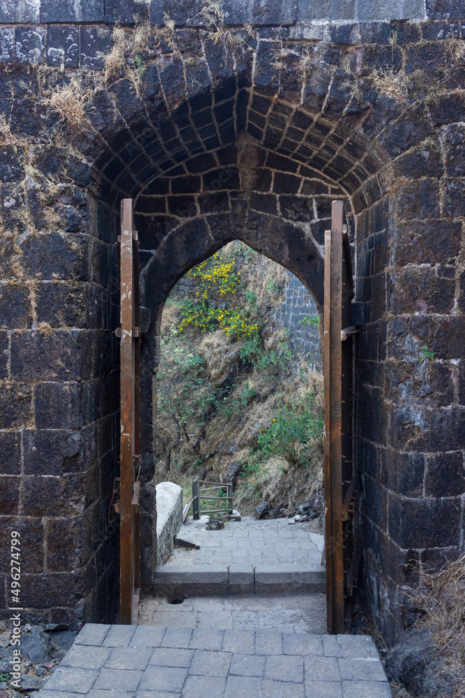 Main Entrance Gate of Fort, Korigad fort, Pune, Maharashtra, India ...