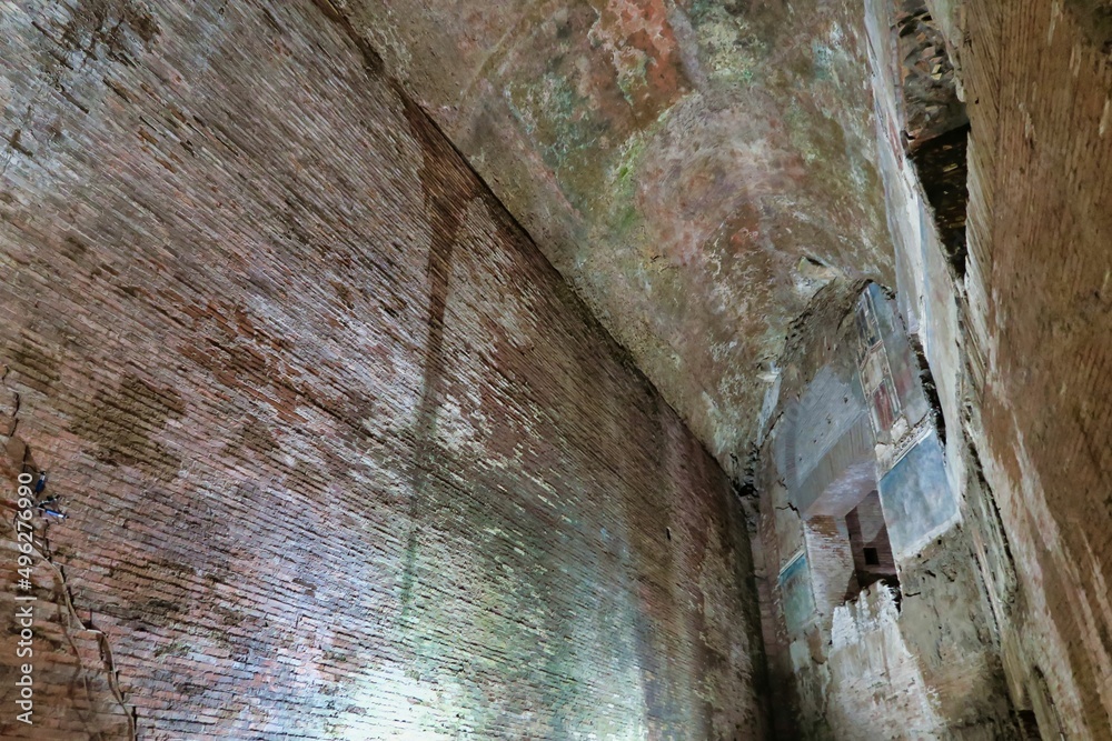 texture of stone wall, photo as a background in old italian roman domus ...