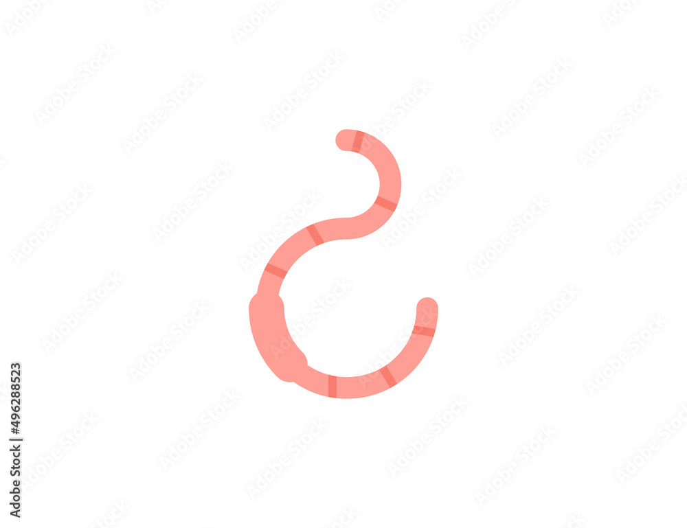 Earthworm vector flat emoticon. Isolated Worm emoji illustration ...