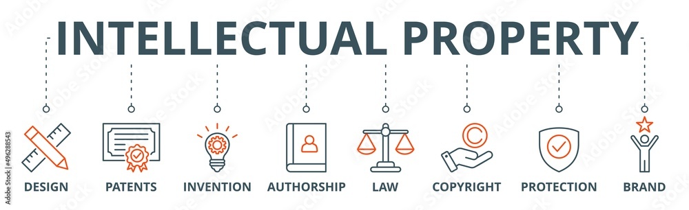 Intellectual property banner web icon vector illustration concept for ...
