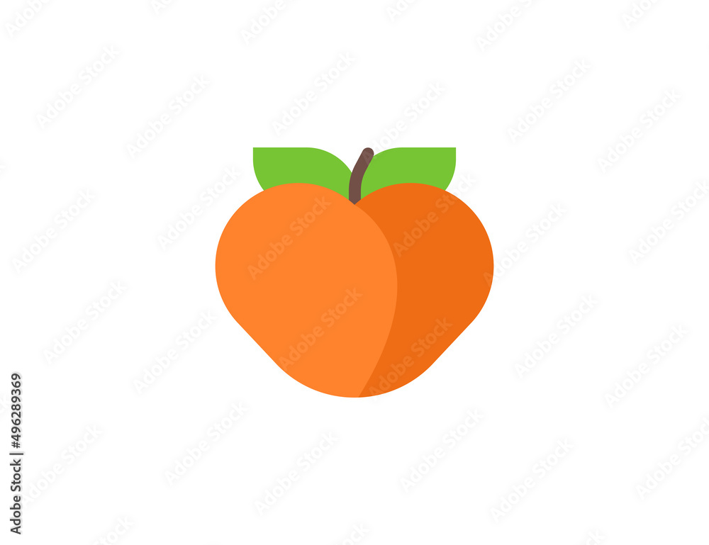 Peach vector flat emoticon. Isolated Peach emoji illustration. Peach ...