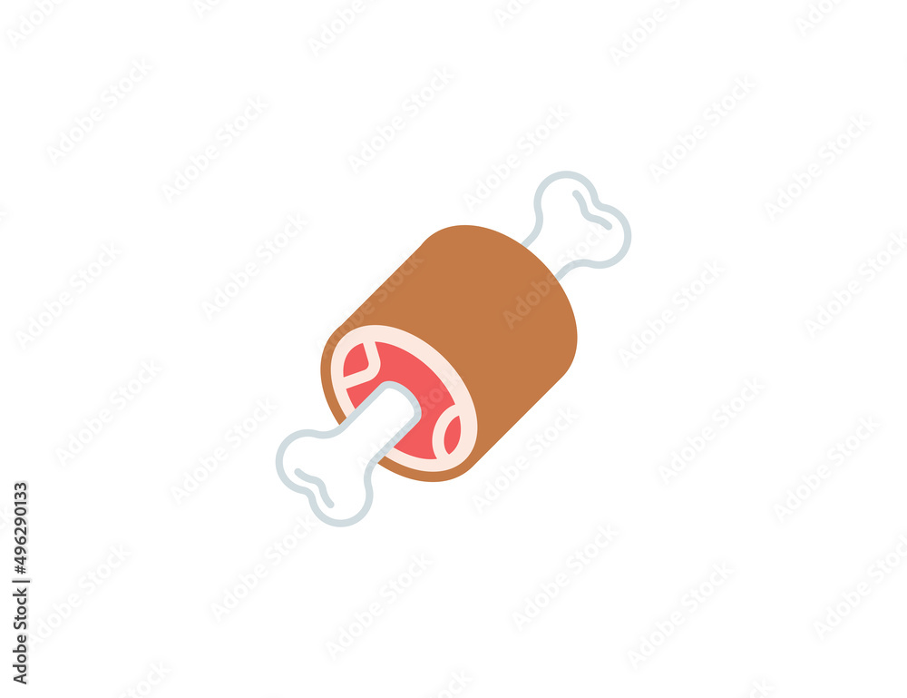 Meat on Bone vector flat emoticon. Isolated Meat on Bone emoji ...