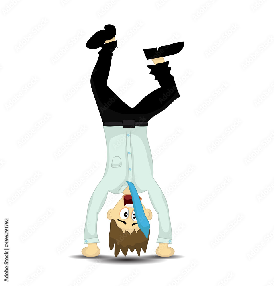upside down cartoon businessman frustrated and stressed because of work ...