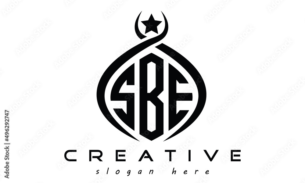 SBE three letters monogram curved oval initial logo design, geometric ...