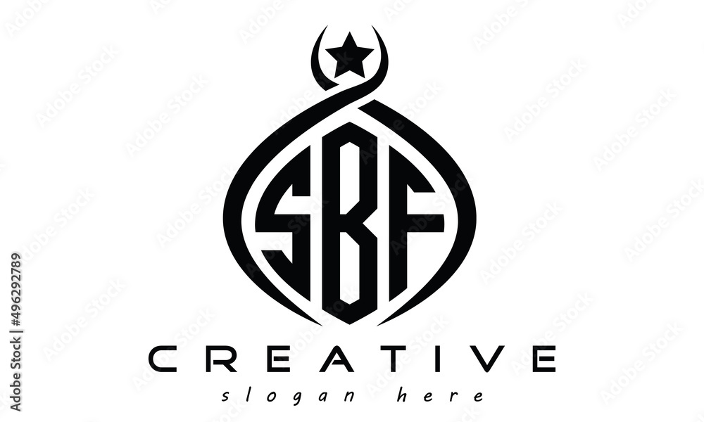 Vetor de SBF three letters monogram curved oval initial logo design ...
