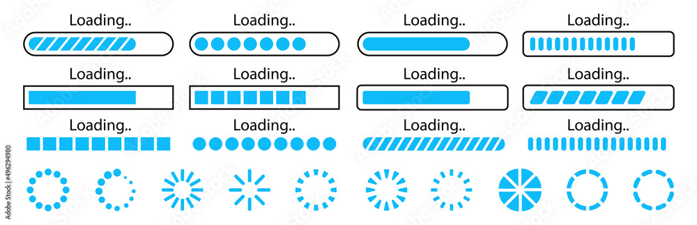 Progress loading bar. Load, download, connecting status indicators ...
