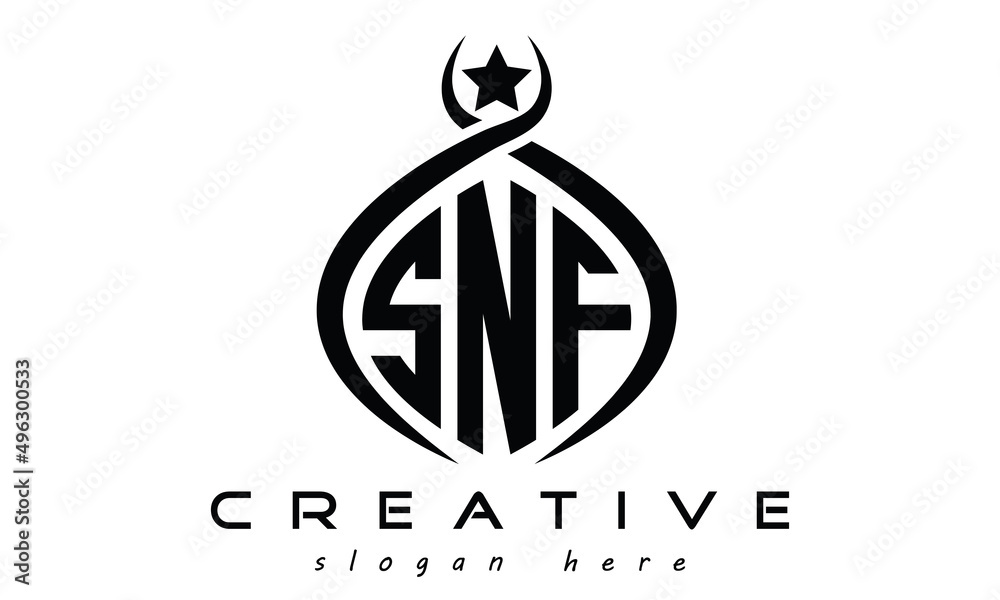 SNF three letters monogram curved oval initial logo design, geometric ...