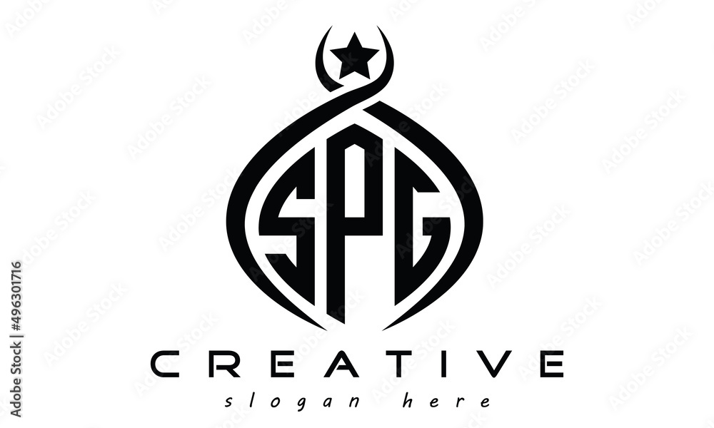 SPG three letters monogram curved oval initial logo design, geometric ...