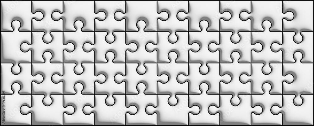 jigsaw puzzle pieces connection line pattern. Puzzle pieces icon or ...