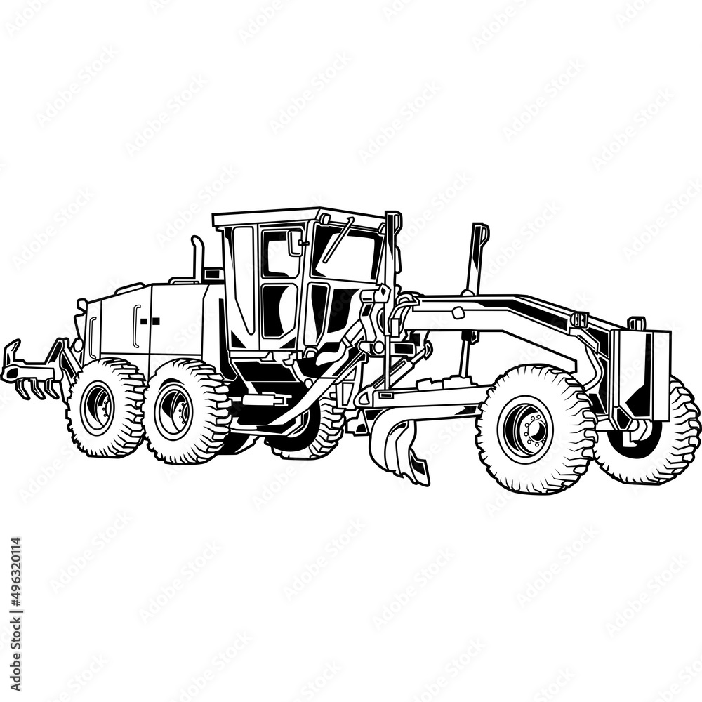 Road Grader Detailed Vector Clipart Stock Vector | Adobe Stock
