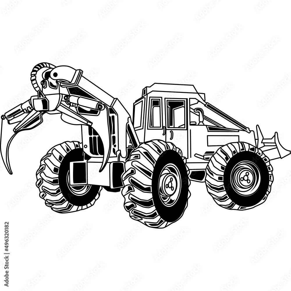 Skidder Detailed Vector Clipart Stock Vector | Adobe Stock