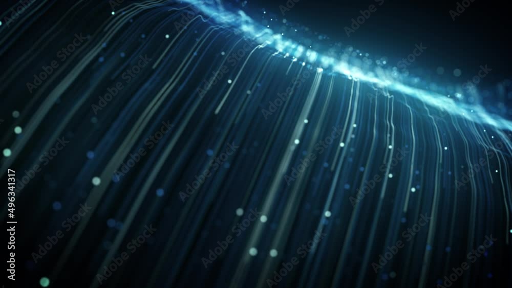 Abstract Light Fiber Strings Flowing Background Loop/ 4k animation of ...