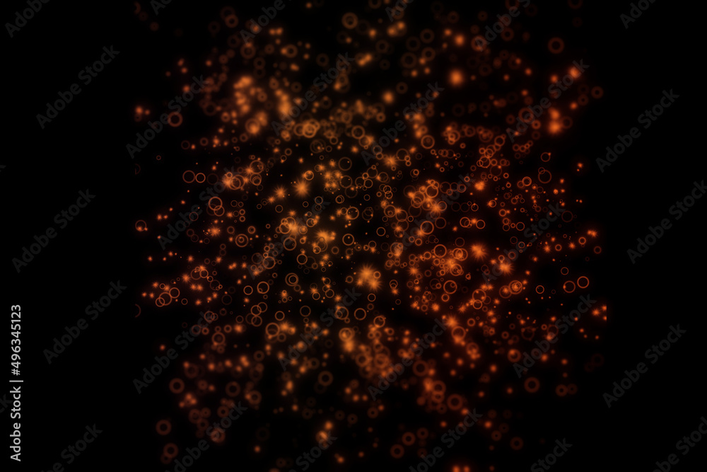 Spark Overlays. Burning red hot sparks fly from large fire in night sky ...