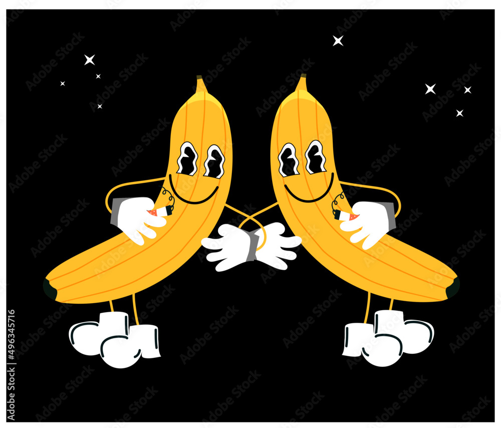 Bananas in cartoon style. Modern animation design. Vector stock ...