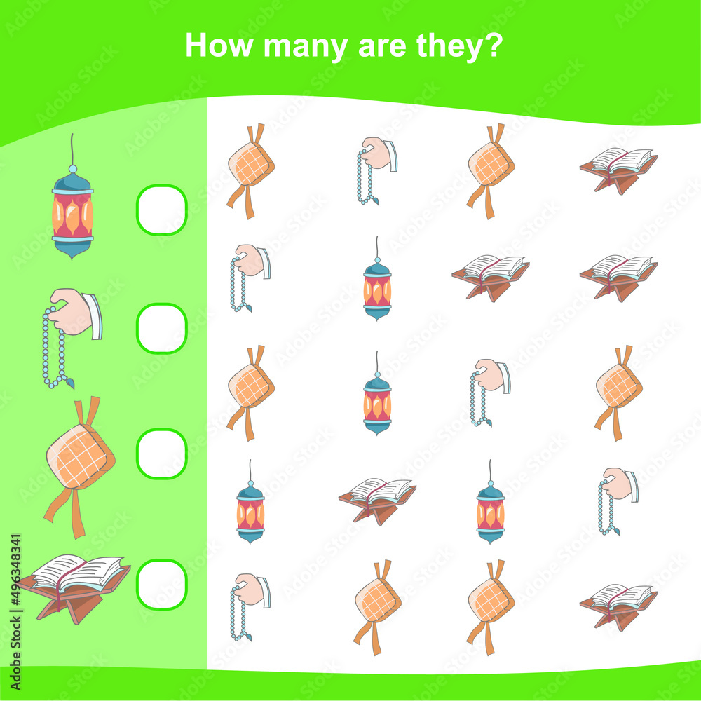 How many are they game. Counting Ramadhan items for preschool. Cute ...