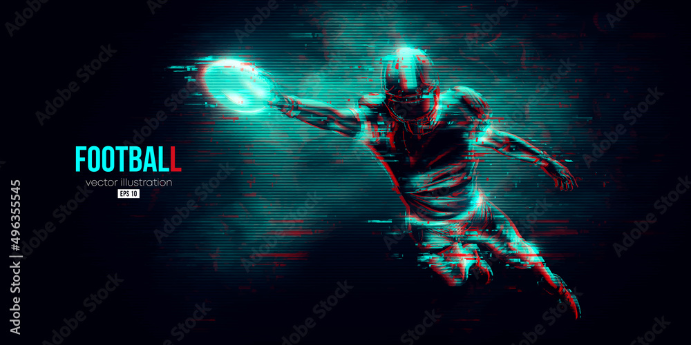 Abstract silhouette of a NFL american football player man in action ...