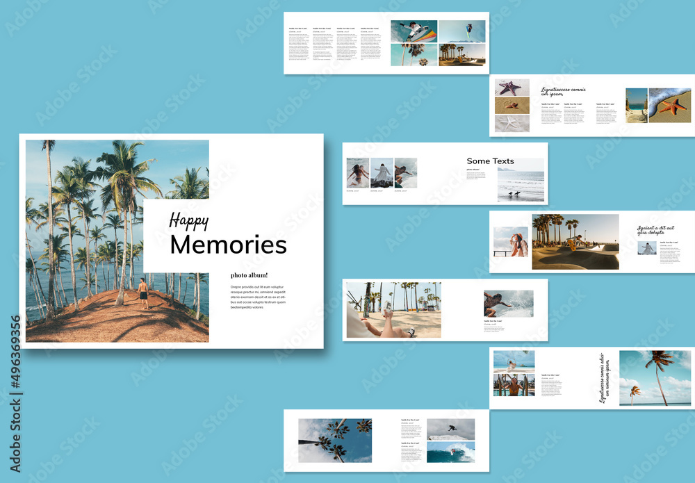 Photo Album Memoirs Layout Stock Template | Adobe Stock