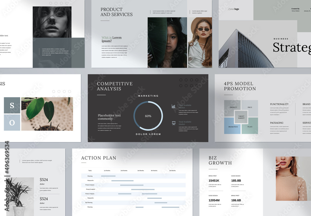 Strategy Presentation Layout Stock Template | Adobe Stock