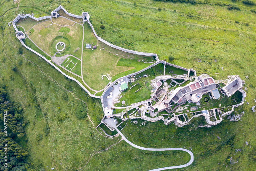 Aerial view of Spis (Spiš, Spišský) castle, second biggest castle in ...