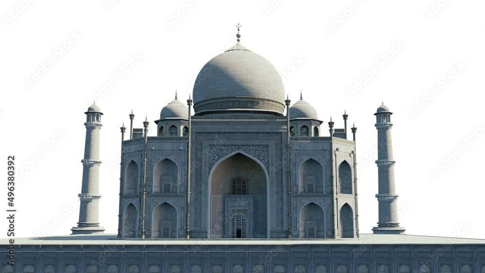 Taj Mahal Moving Towards The Taj Mahal On The White Background 3D ...