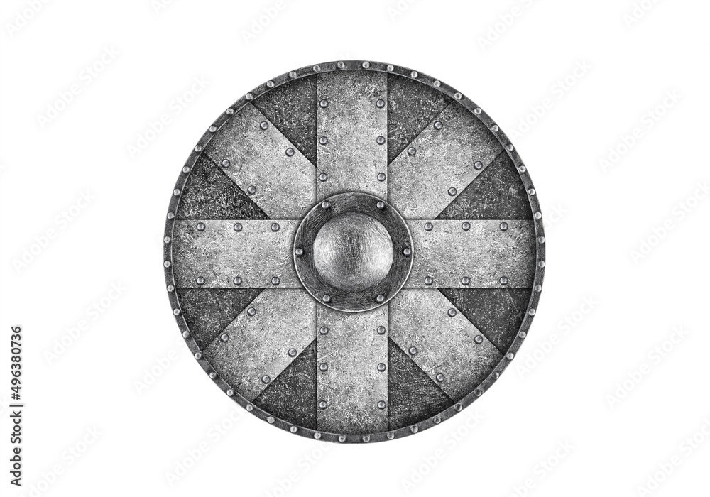 Old metal round shield isolated on white background Stock-Foto | Adobe ...