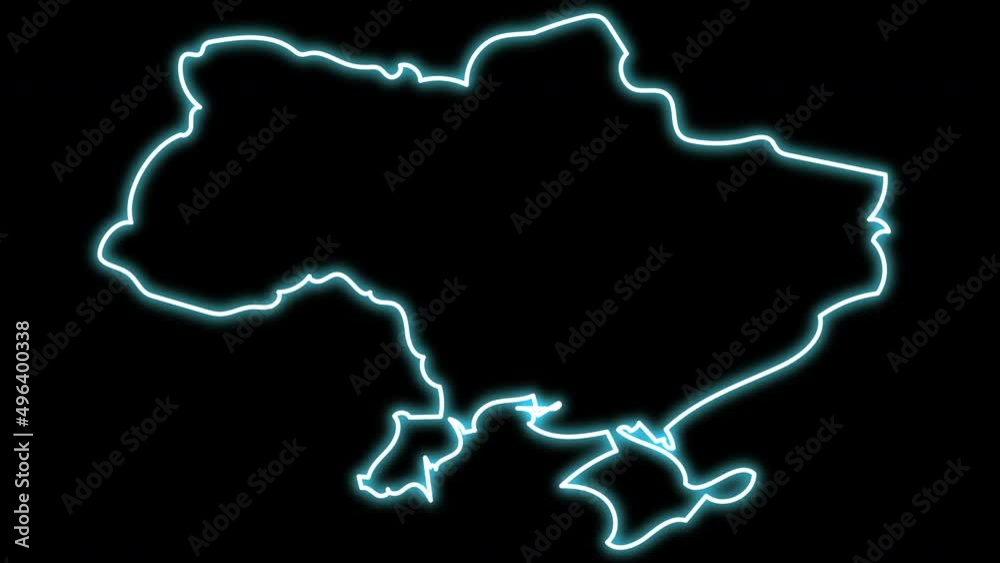 Vidéo Stock Neon borders of Ukraine. The Ukrainian state in one line ...