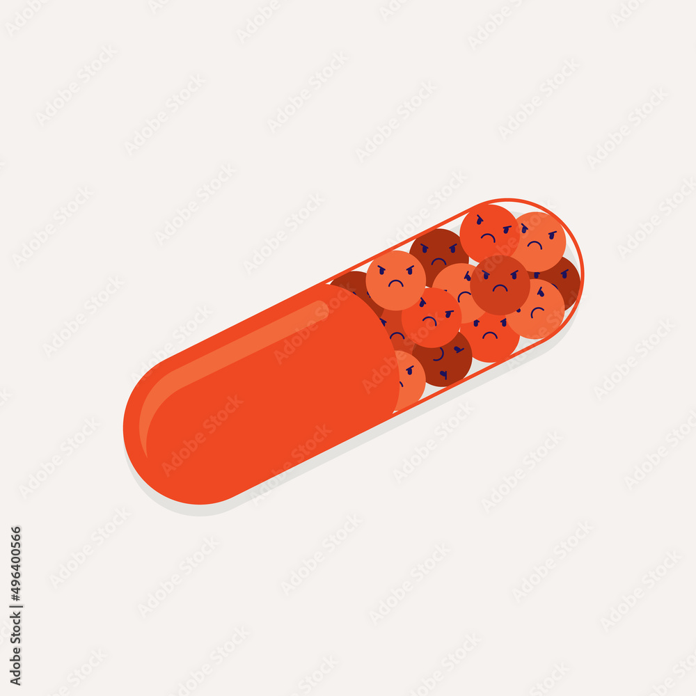 Concept Of Anger Disorders Medication. Group Of Angry Emoticons Inside ...