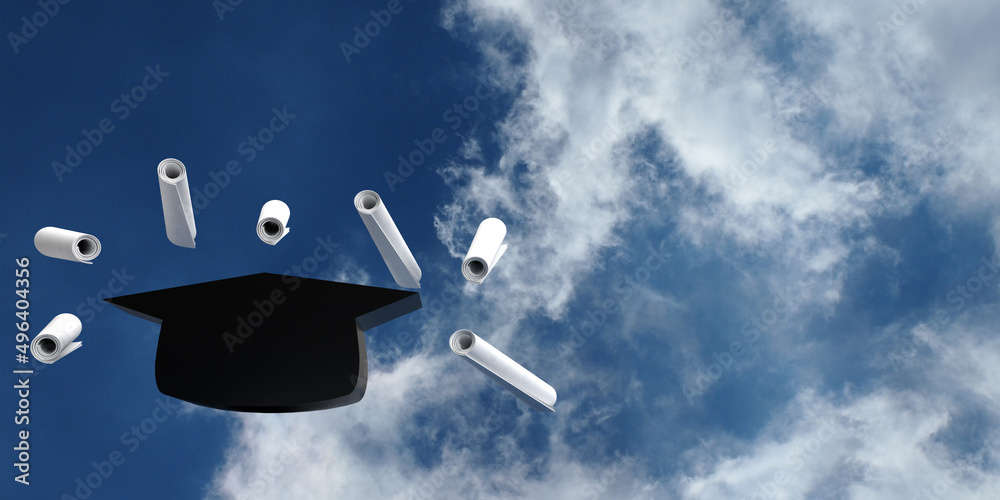 Hat cap black paper certificate decoration symbol end ceremony bachelor ...